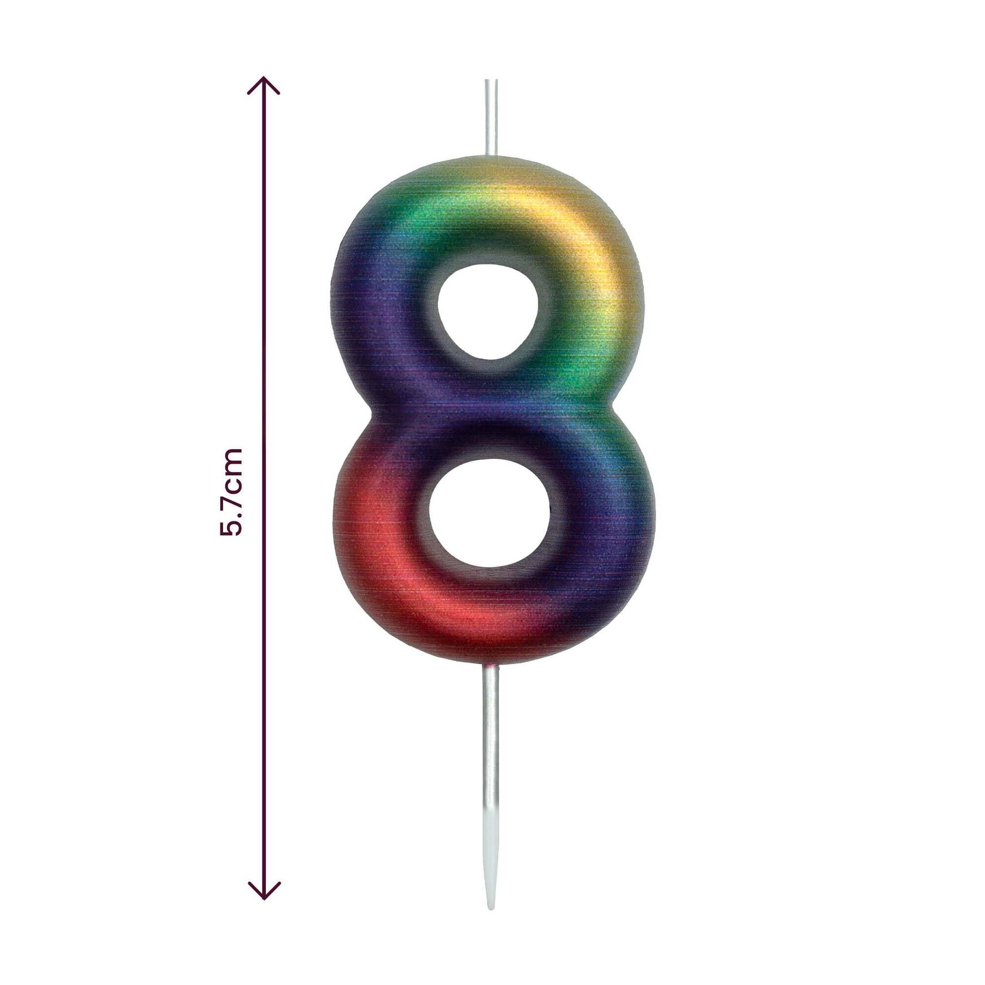 Whisk Metallic Rainbow Number 8 Candle | Hobbycraft
