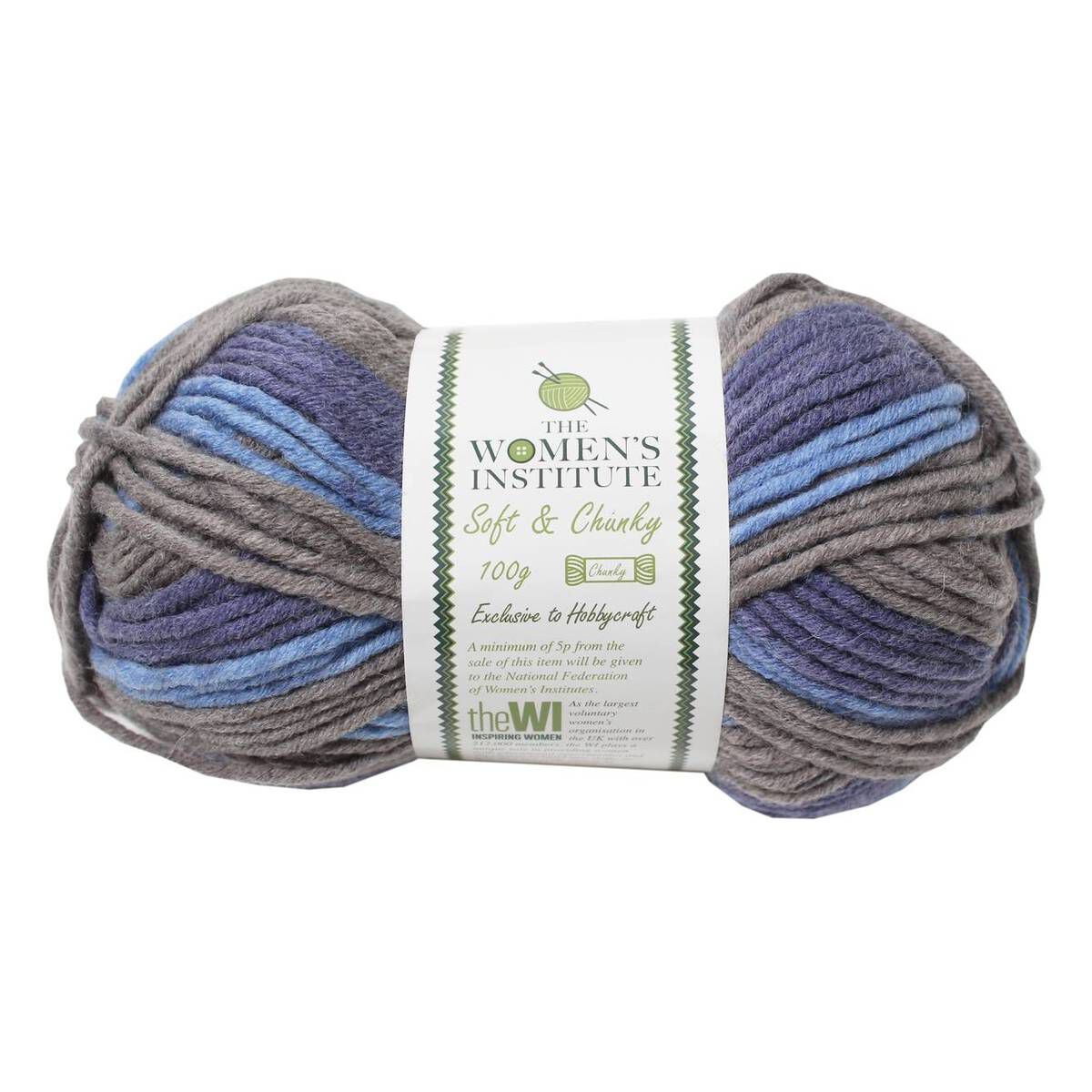 Women’s Institute Blue Mix Soft and Chunky Yarn 100g | Hobbycraft