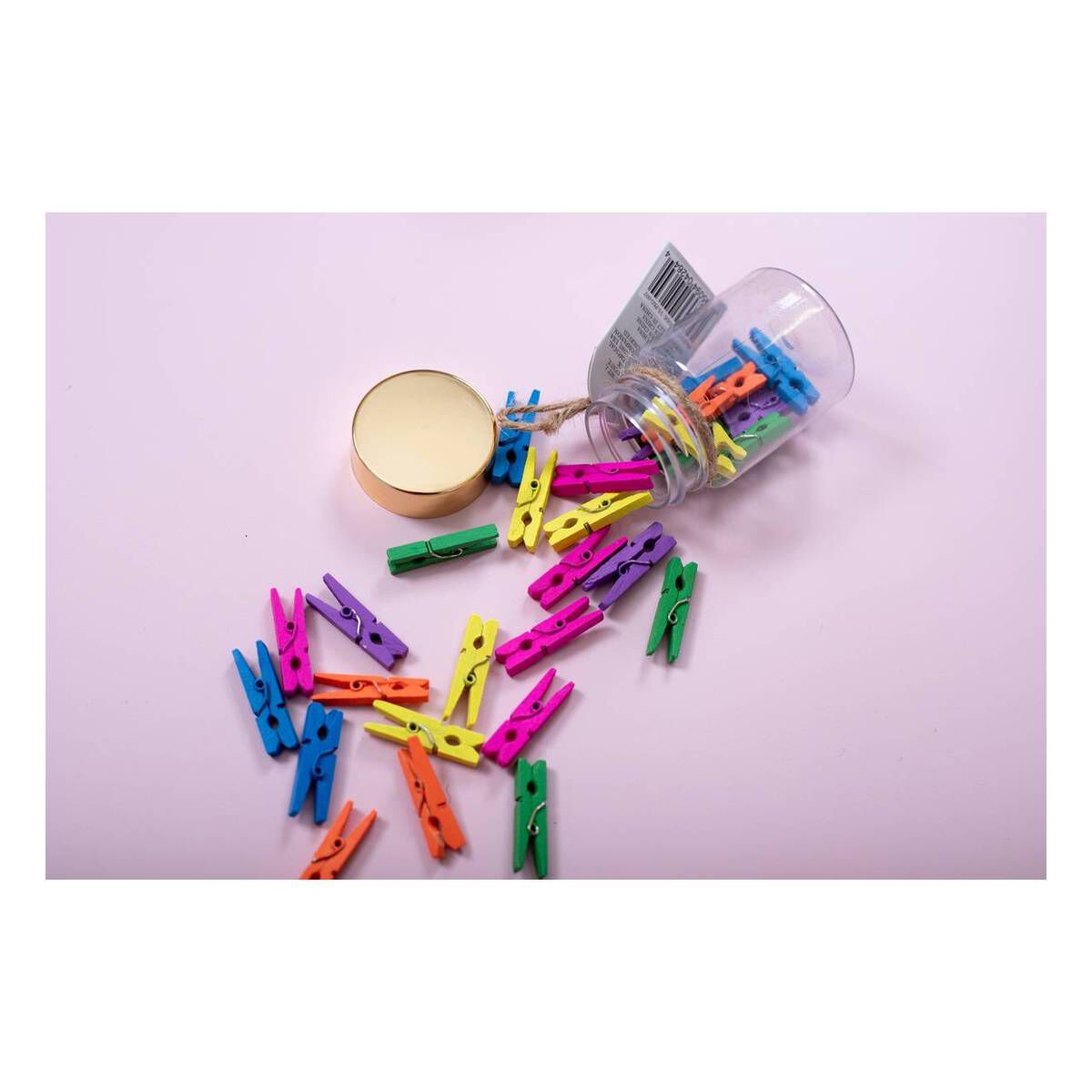Violet Studio Bright Mini Pegs Jar 30 Pack | Hobbycraft