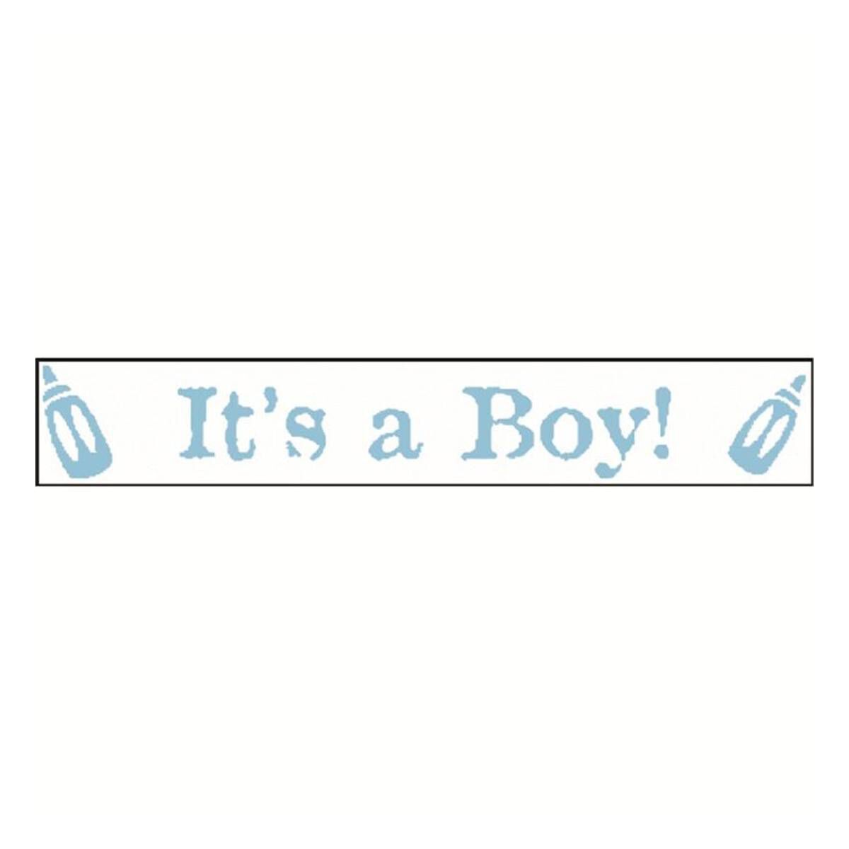 Baby Blue on White It's A Boy Ribbon 25mm x 3m | Hobbycraft