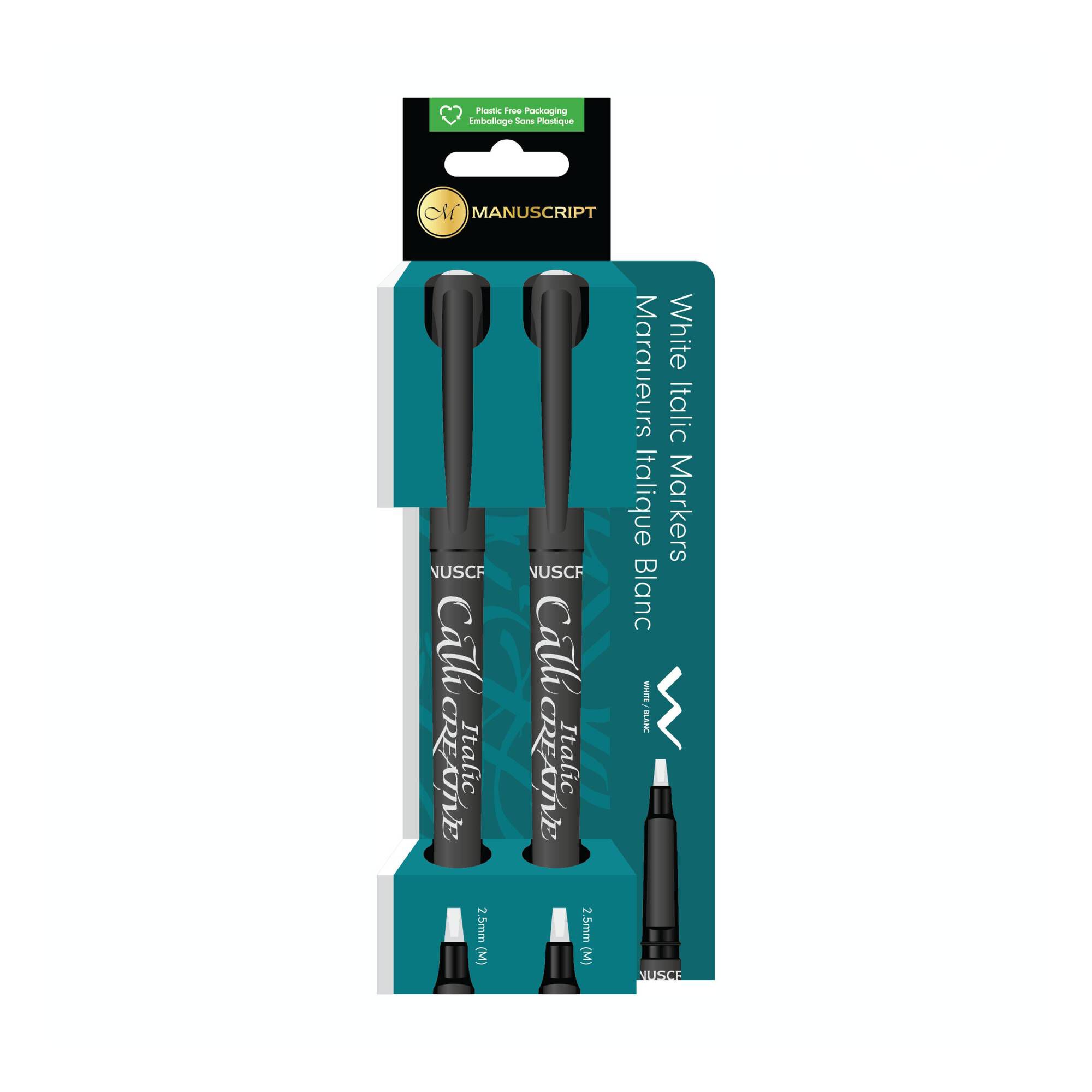 Manuscript Callicreative White Italic Markers 2 Pack | Hobbycraft