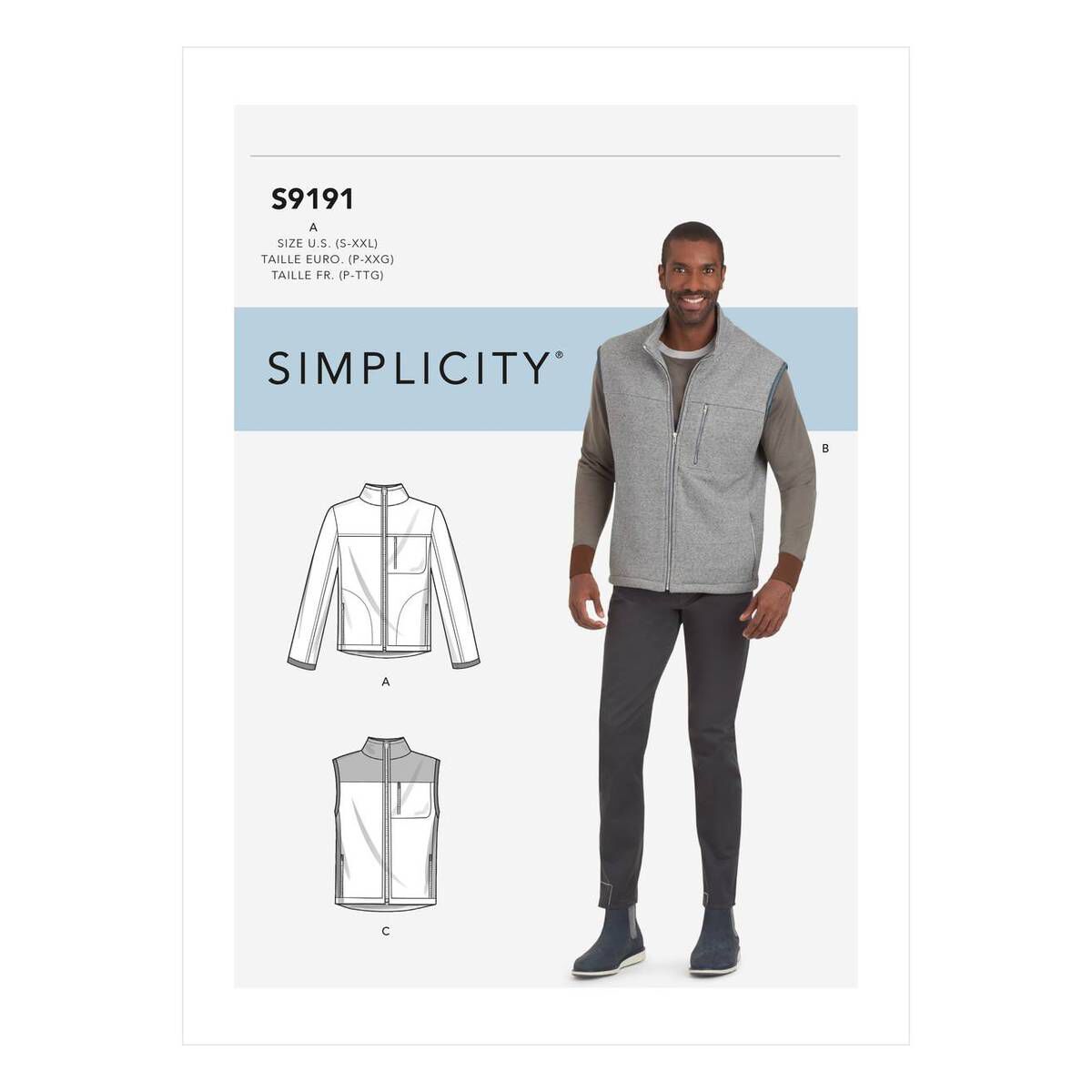 Simplicity Men’s Jacket Sewing Pattern S9191 (S-XXL) | Hobbycraft