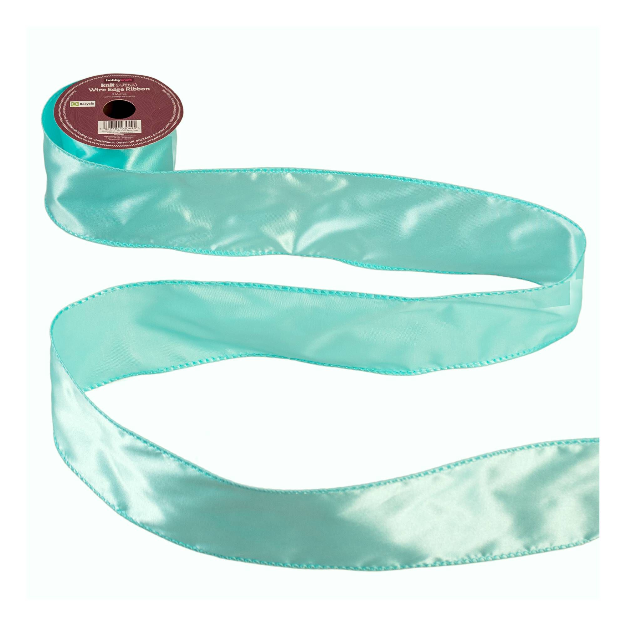 Aqua Wire Edge Satin Ribbon 63mm x 3m | Hobbycraft