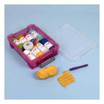 Whitefurze Allstore 2.3 Litre Transparent Pink Storage Box | Hobbycraft
