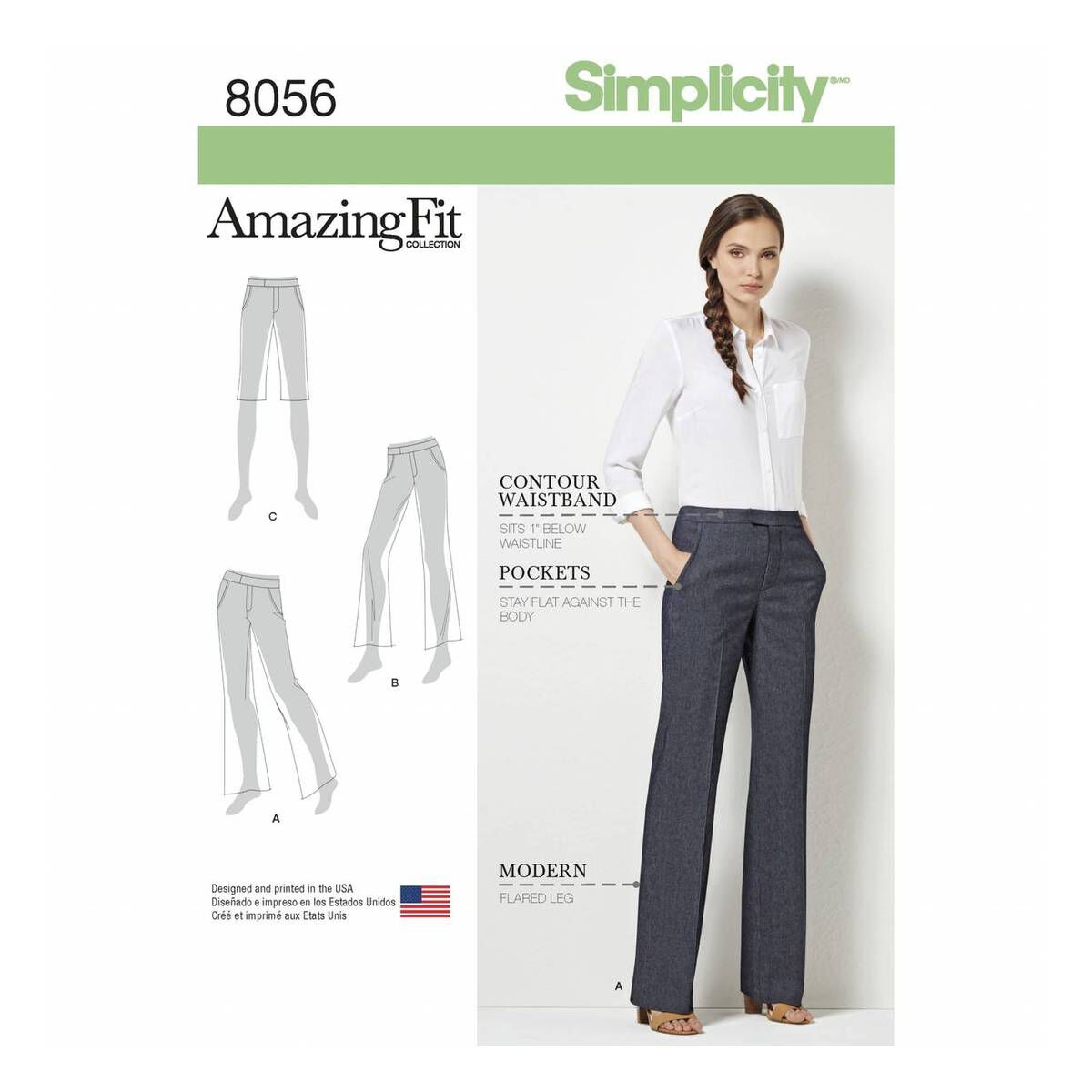 Simplicity Amazing Fit Trousers Sewing Pattern 8056 (10-18) | Hobbycraft