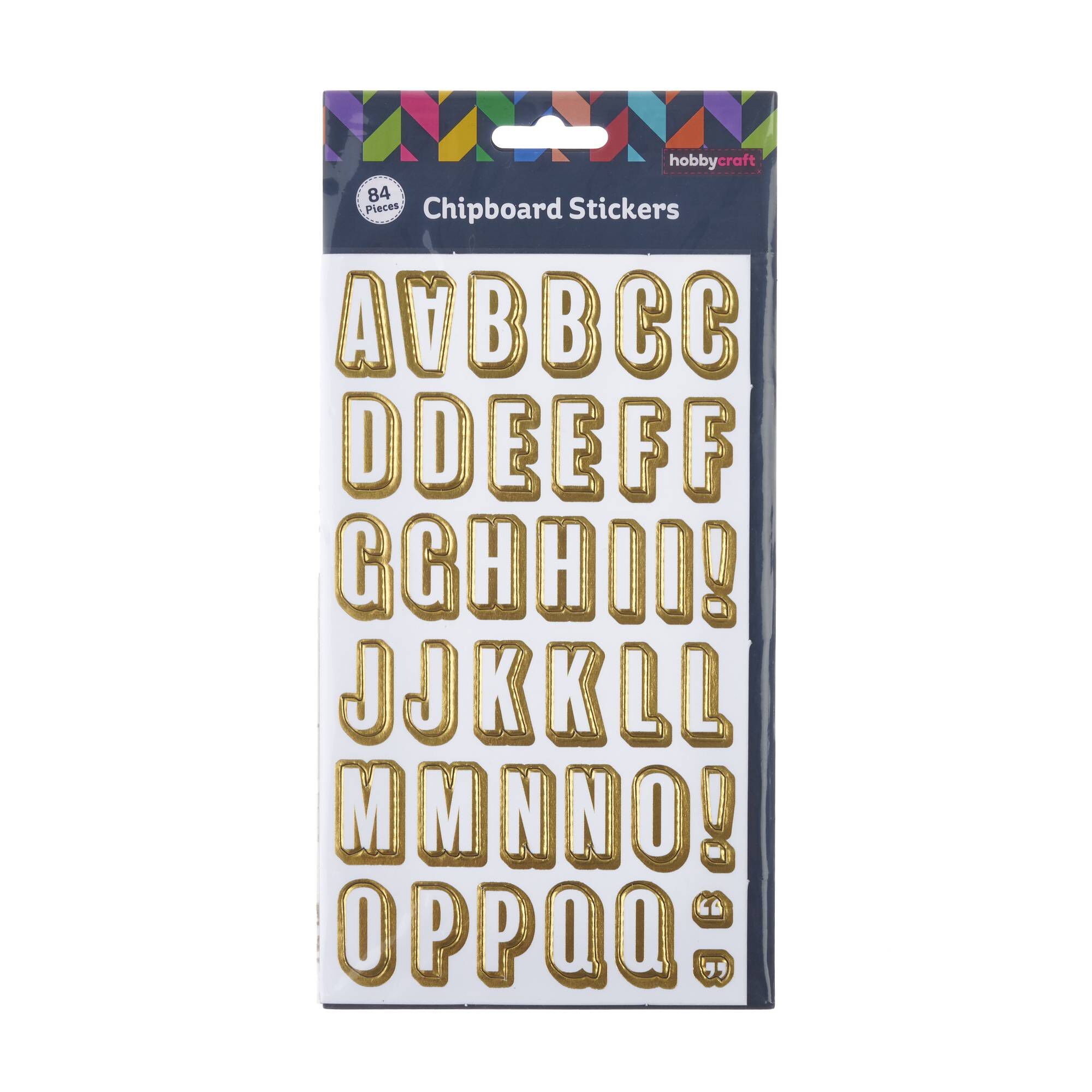 Gold Foil Alphabet Chipboard Stickers 84 Pieces | Hobbycraft