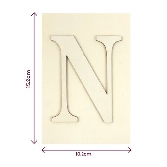 Wooden Letter N Plaque 10cm x 15cm | Hobbycraft