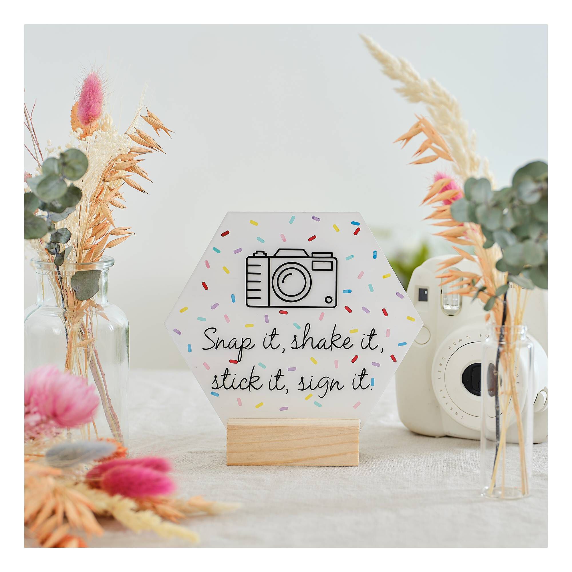 Clear Hexagon Acrylic Table Sign 16cm | Hobbycraft