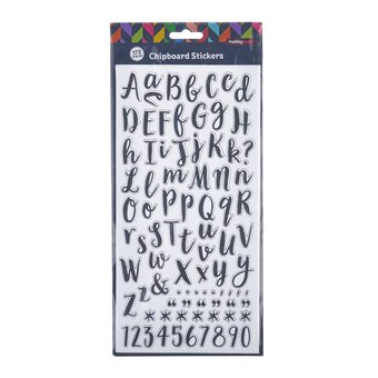 Black Handwriting Alphabet Chipboard Stickers 172 Pieces | Hobbycraft