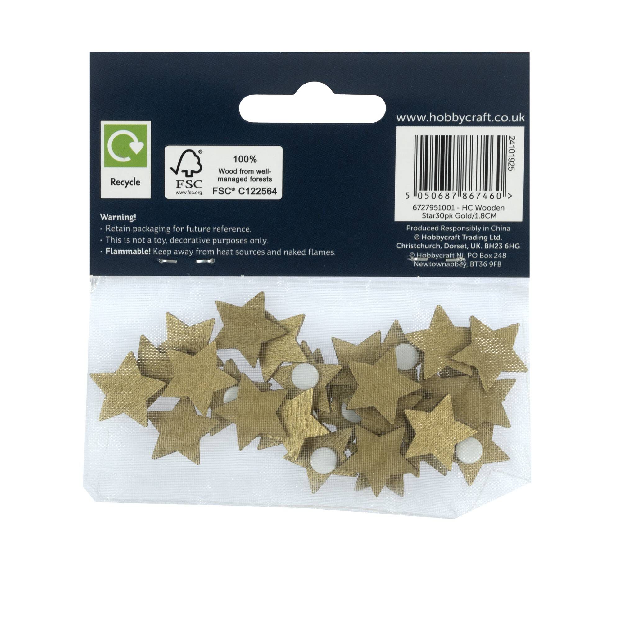 Gold Wooden Star Embellishments 30 Pack | Hobbycraft