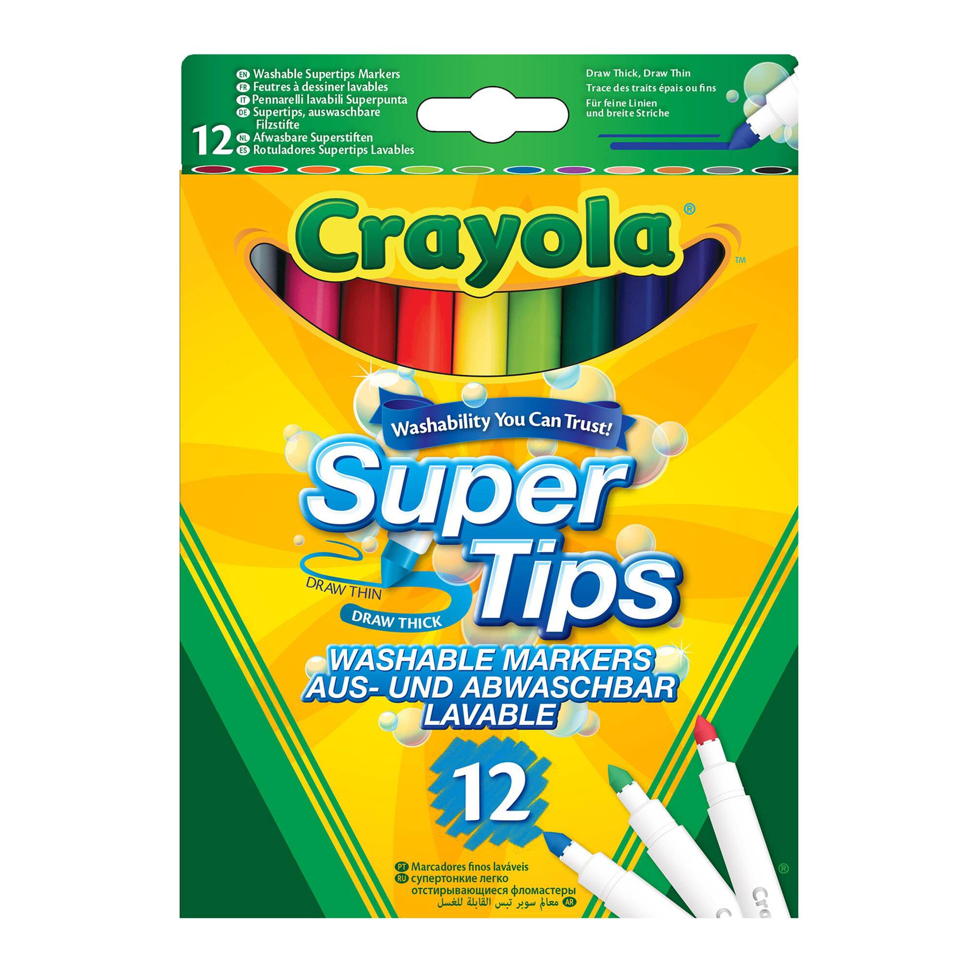 Crayola Supertips Superwashable Felt Tips 12 Pack | Hobbycraft