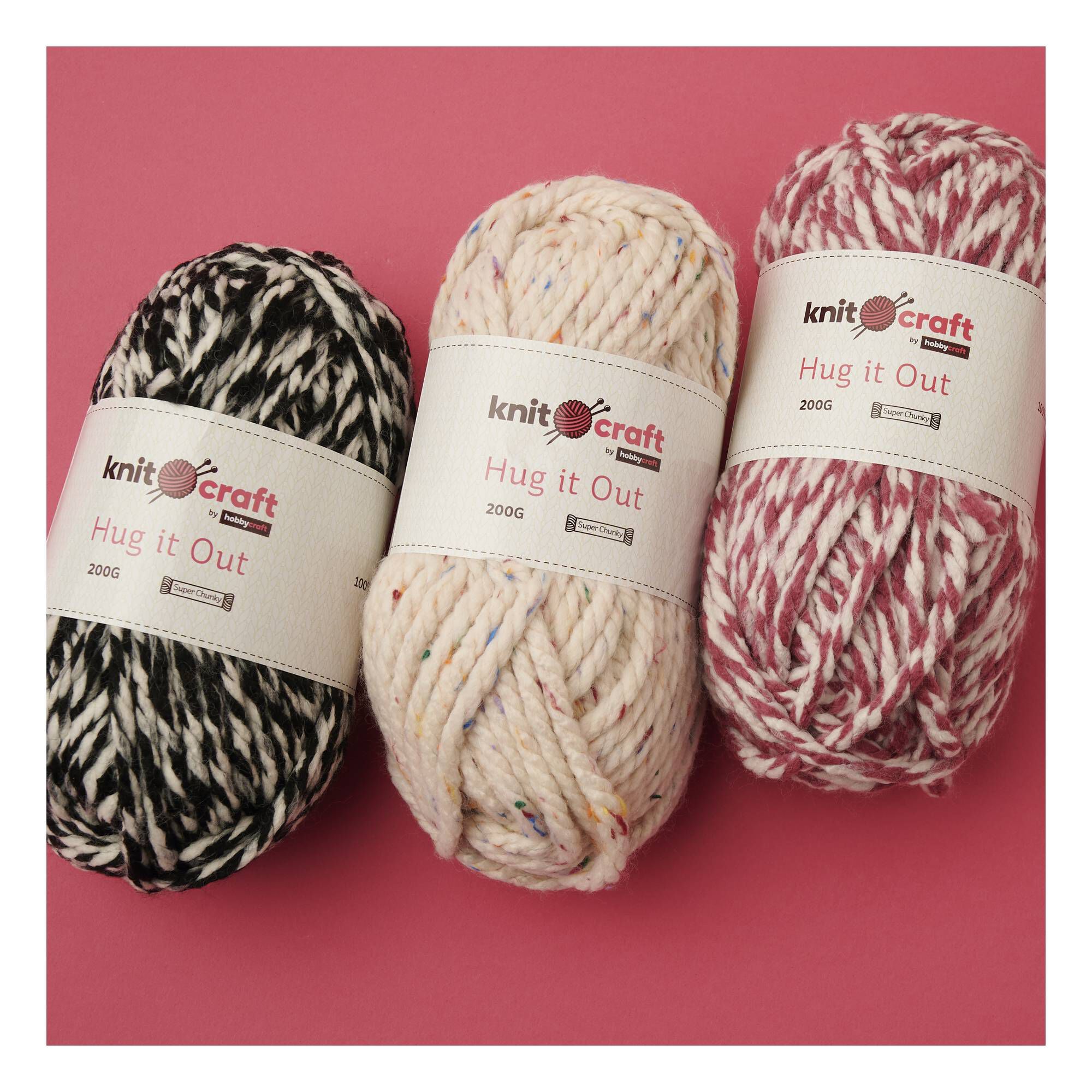 Knitcraft Dusky Pink Fleck Hug It Out Yarn 200g | Hobbycraft