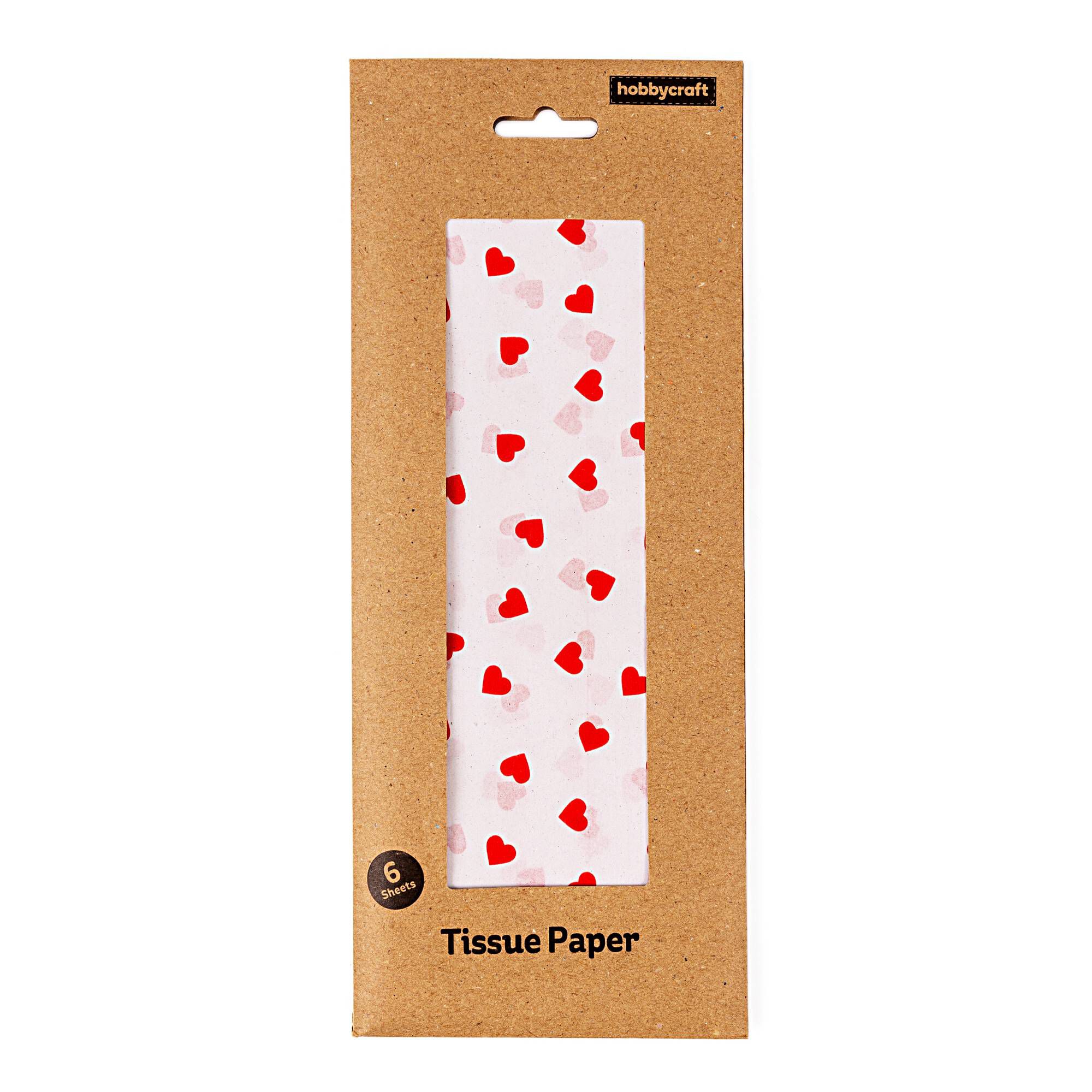 Red Heart Printed Tissue Paper 50cm x 75cm 6 Pack | Hobbycraft