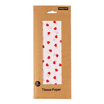 Red Heart Printed Tissue Paper 50cm x 75cm 6 Pack | Hobbycraft