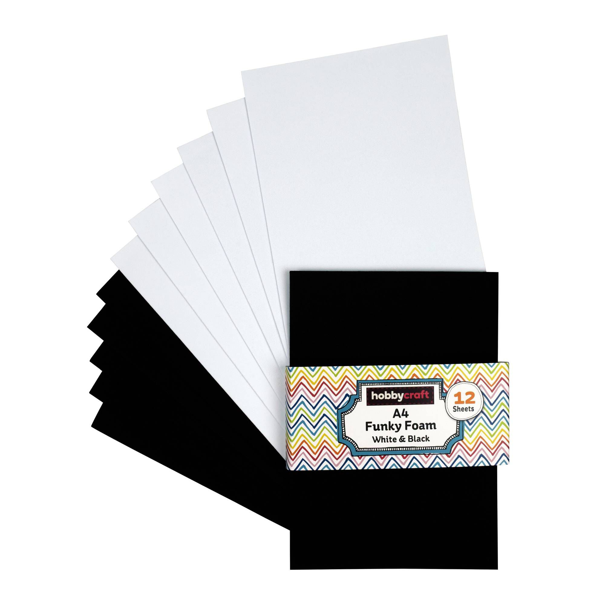 Black and White EVA Foam Sheets A4 12 Pack | Hobbycraft