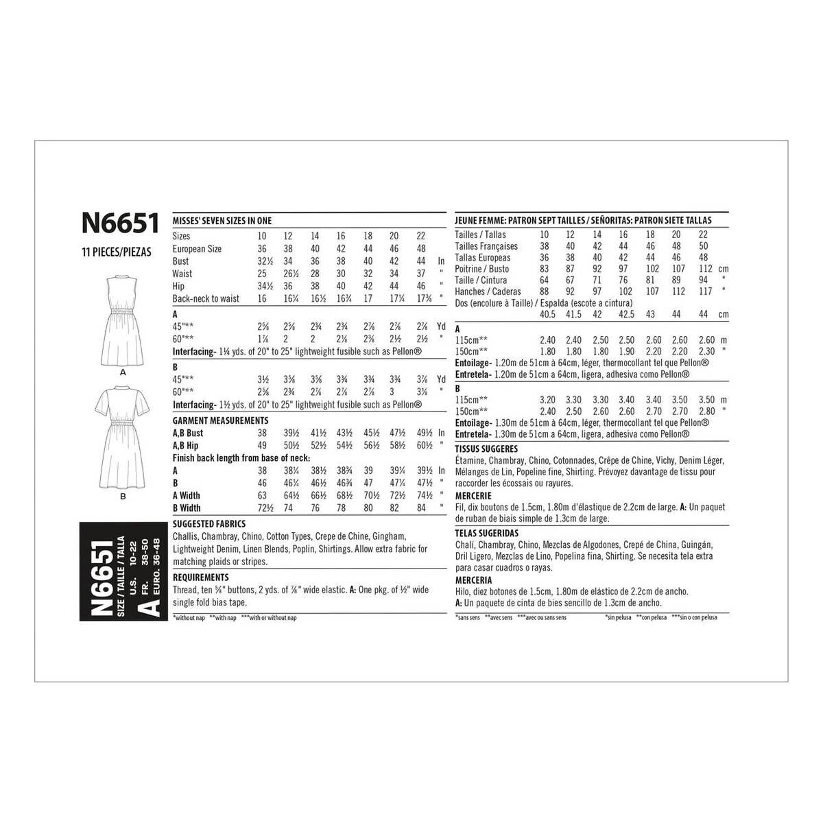 New Look Women's Button Dress Sewing Pattern N6651 | Hobbycraft