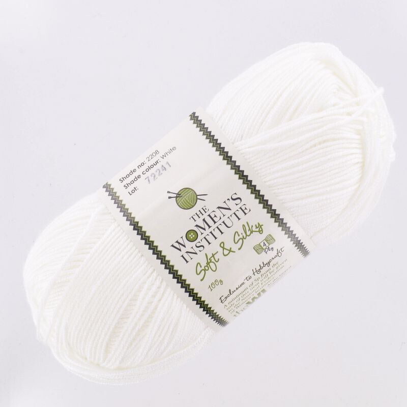 Women's Institute White Soft and Silky 4 Ply Yarn 100g | Hobbycraft