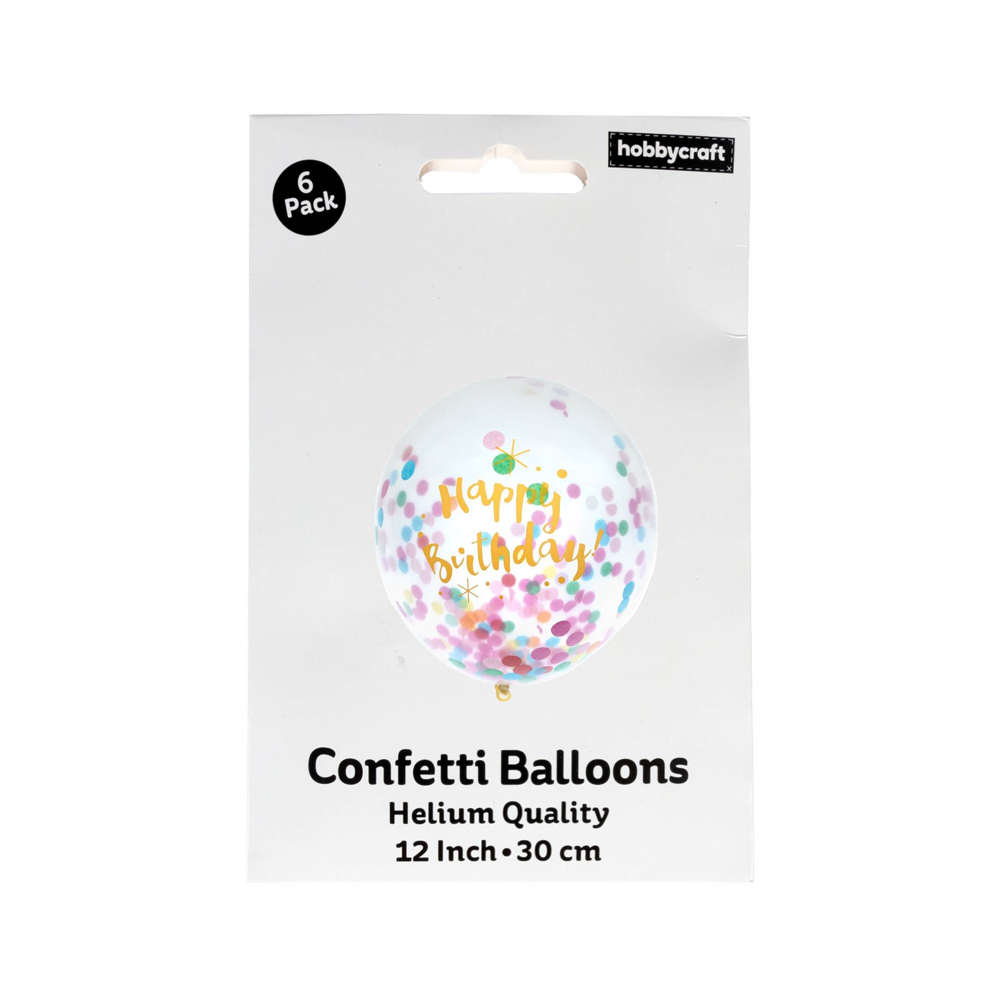 Bright Happy Birthday Confetti Balloons 6 Pack | Hobbycraft