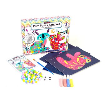 Pom Pom and Sand Art Fox and Sloth Kit | Hobbycraft