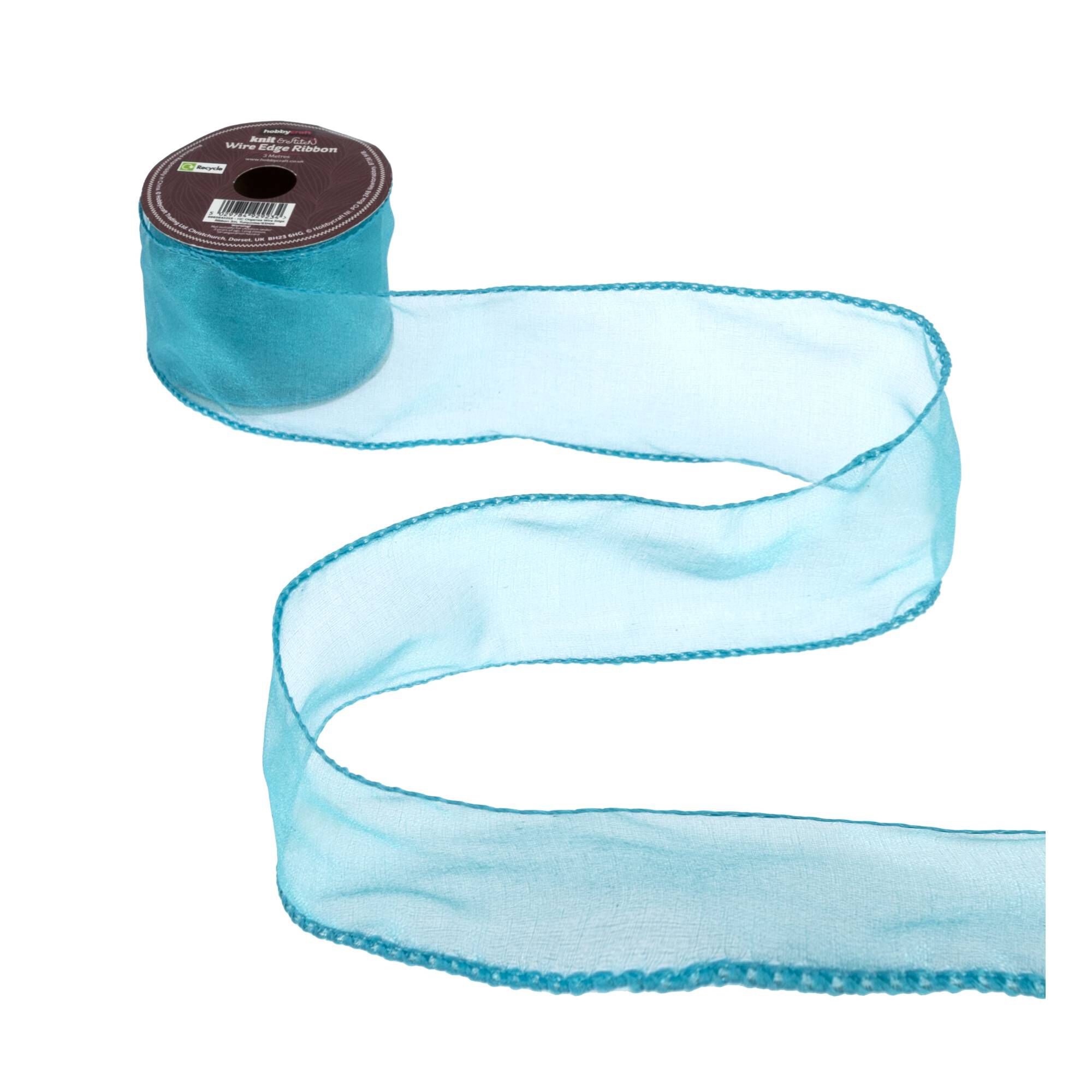 Turquoise Wire Edge Organza Ribbon 63mm x 3m | Hobbycraft