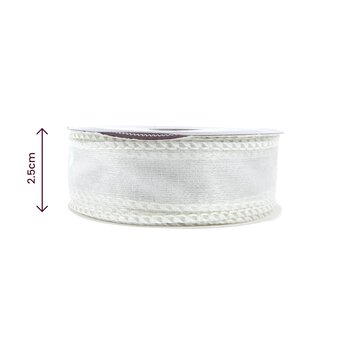 Silver Wire Edge Organza Ribbon 25mm x 3m | Hobbycraft