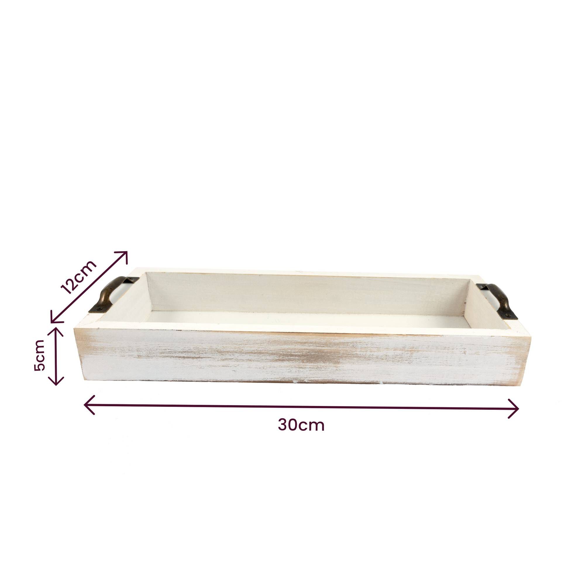 White Wooden Rectangular Tray 30cm x 12cm x 5cm | Hobbycraft
