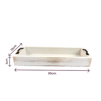 White Wooden Rectangular Tray 30cm x 12cm x 5cm | Hobbycraft
