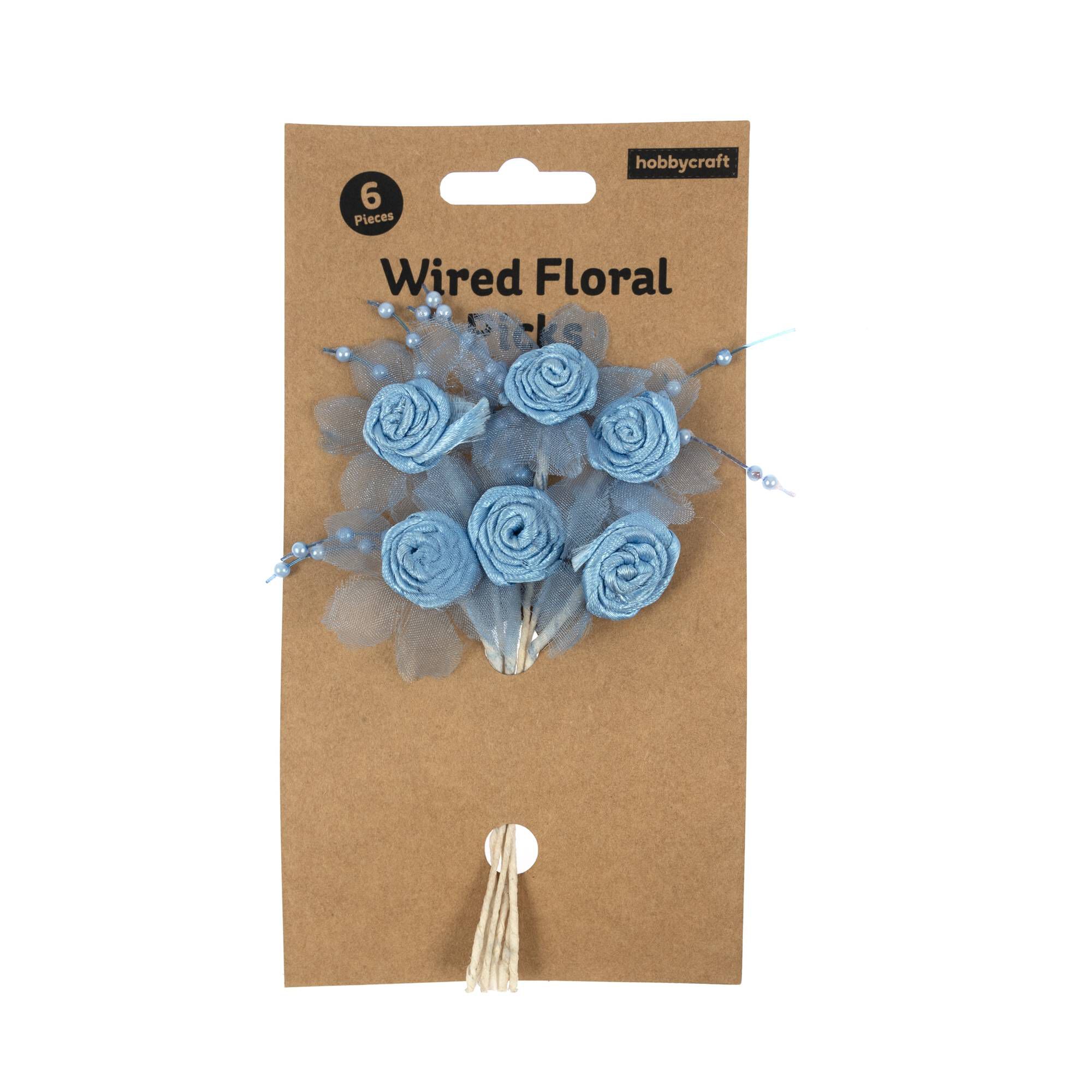 Blue Pearl Rose Wired Floral Picks 6 Pieces | Hobbycraft