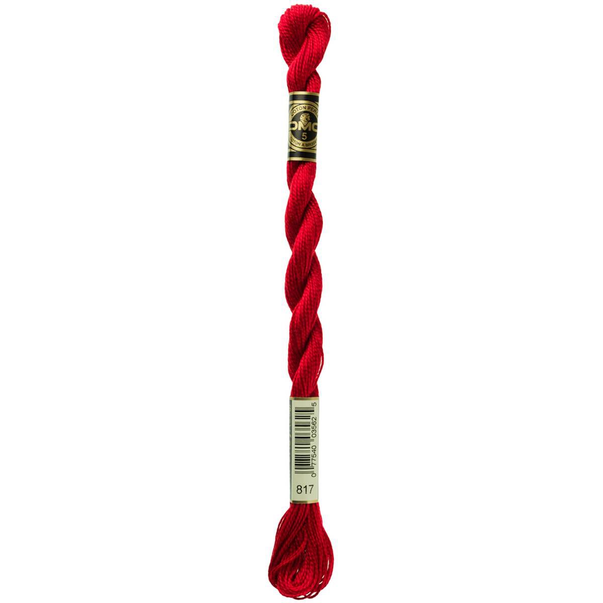 DMC Red Pearl Cotton Thread Size 5 25m (817) | Hobbycraft