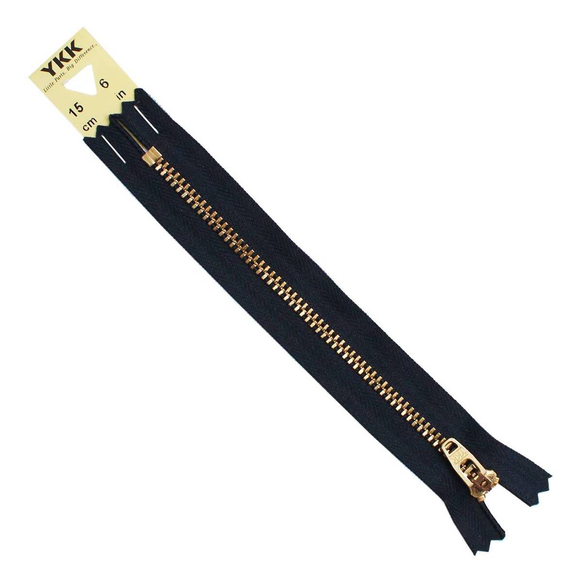 YKK Navy Blue Brass Jeans Zip 15cm | Hobbycraft