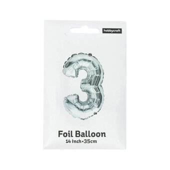Silver Foil Number 3 Balloon | Hobbycraft