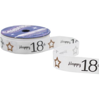Happy 18th Satin Ribbon 16mm x 4m | Hobbycraft