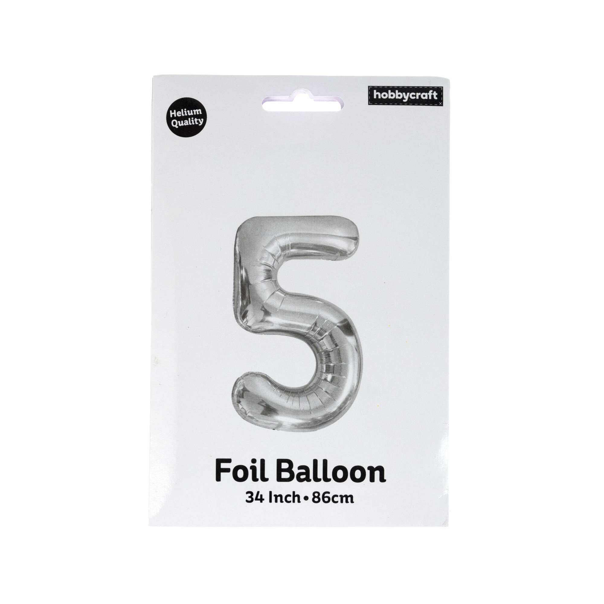 Extra Large Silver Foil Number 5 Balloon | Hobbycraft
