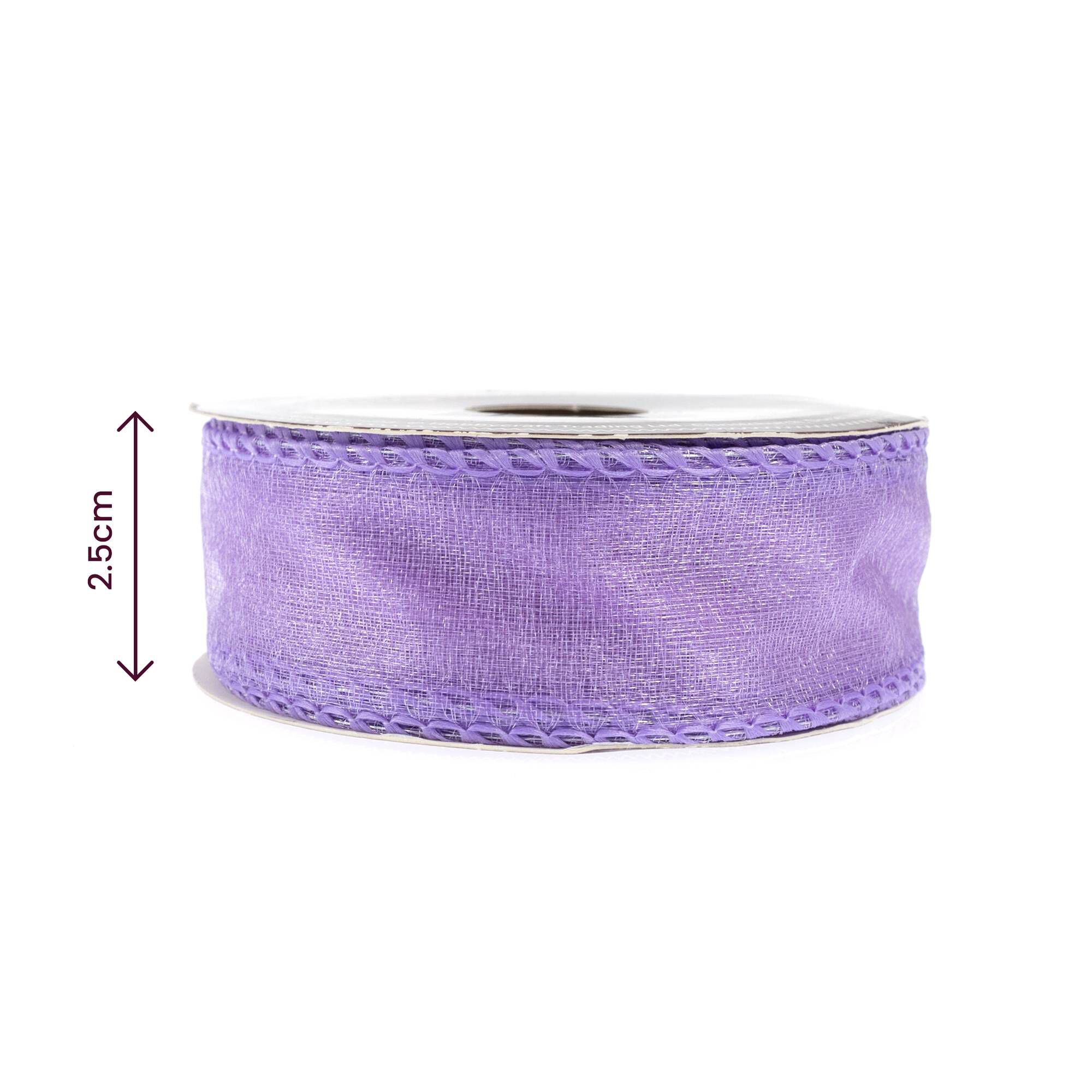 Lilac Wire Edge Organza Ribbon 25mm x 3m | Hobbycraft