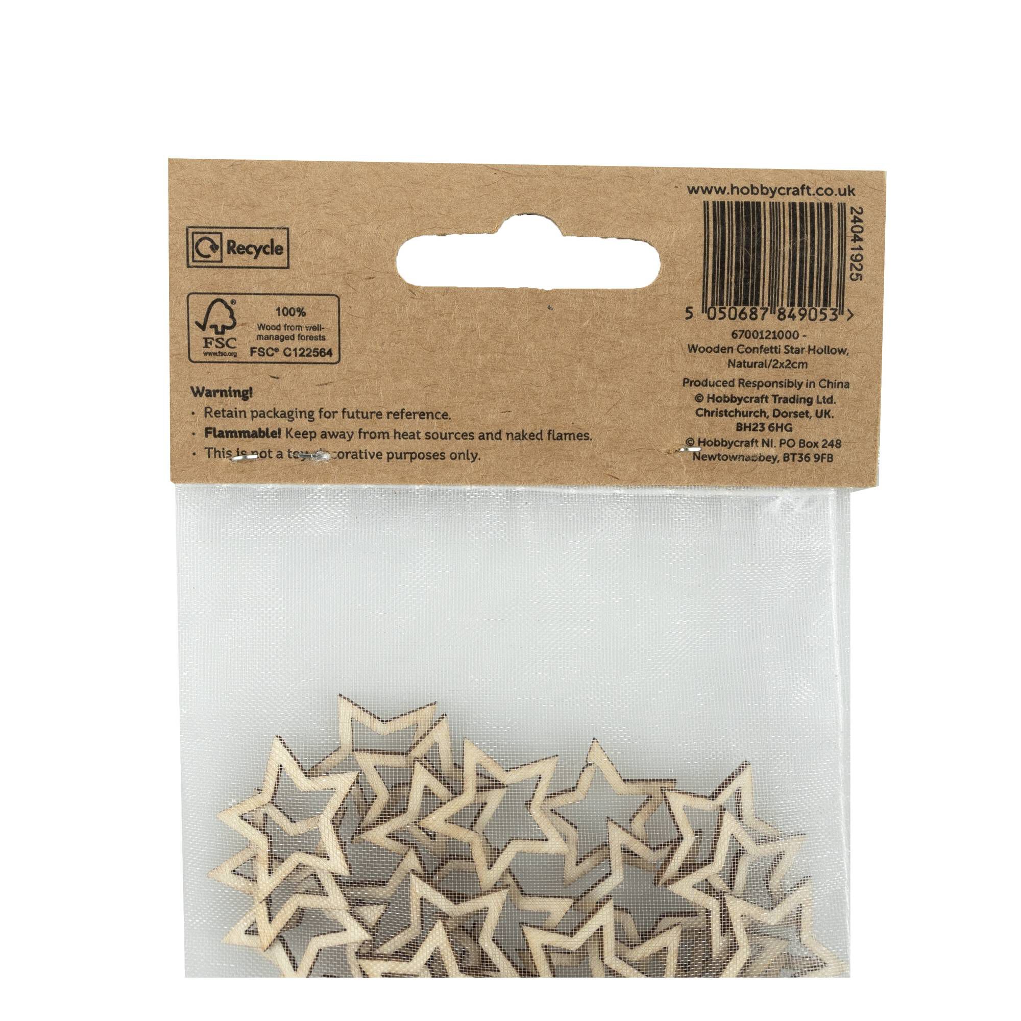 Wooden Hollow Star Confetti 24 Pieces | Hobbycraft