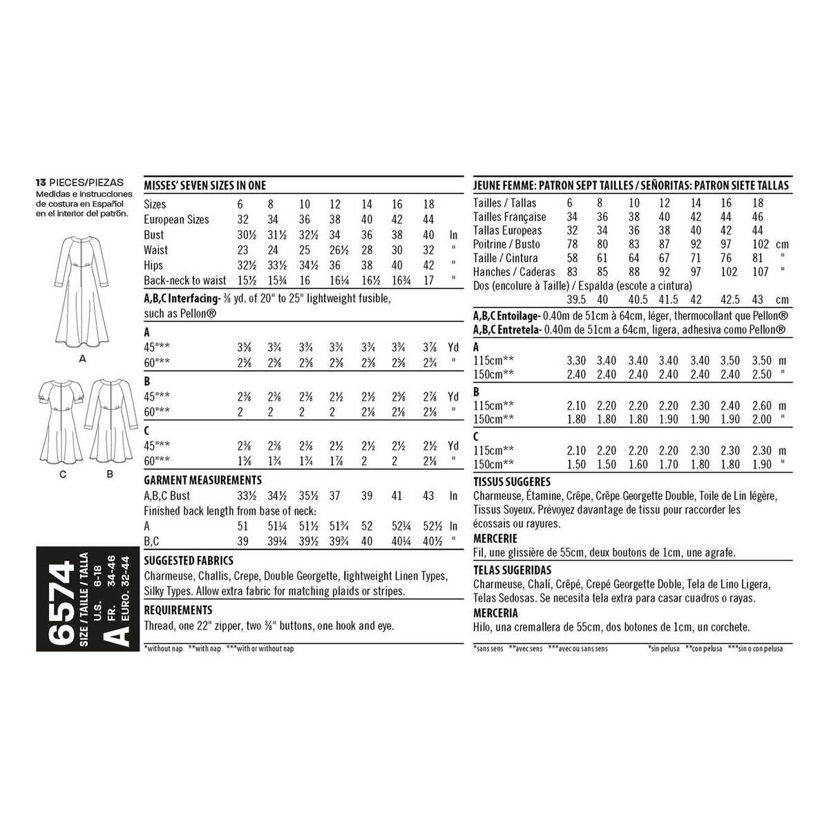 New Look Women's Dress Sewing Pattern 6574 | Hobbycraft