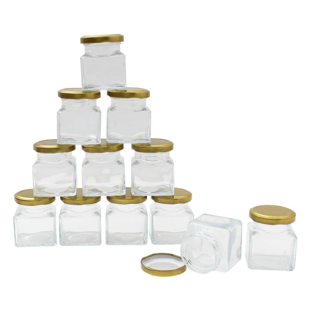 Clear Square Glass Jars 130ml 12 Pack | Hobbycraft