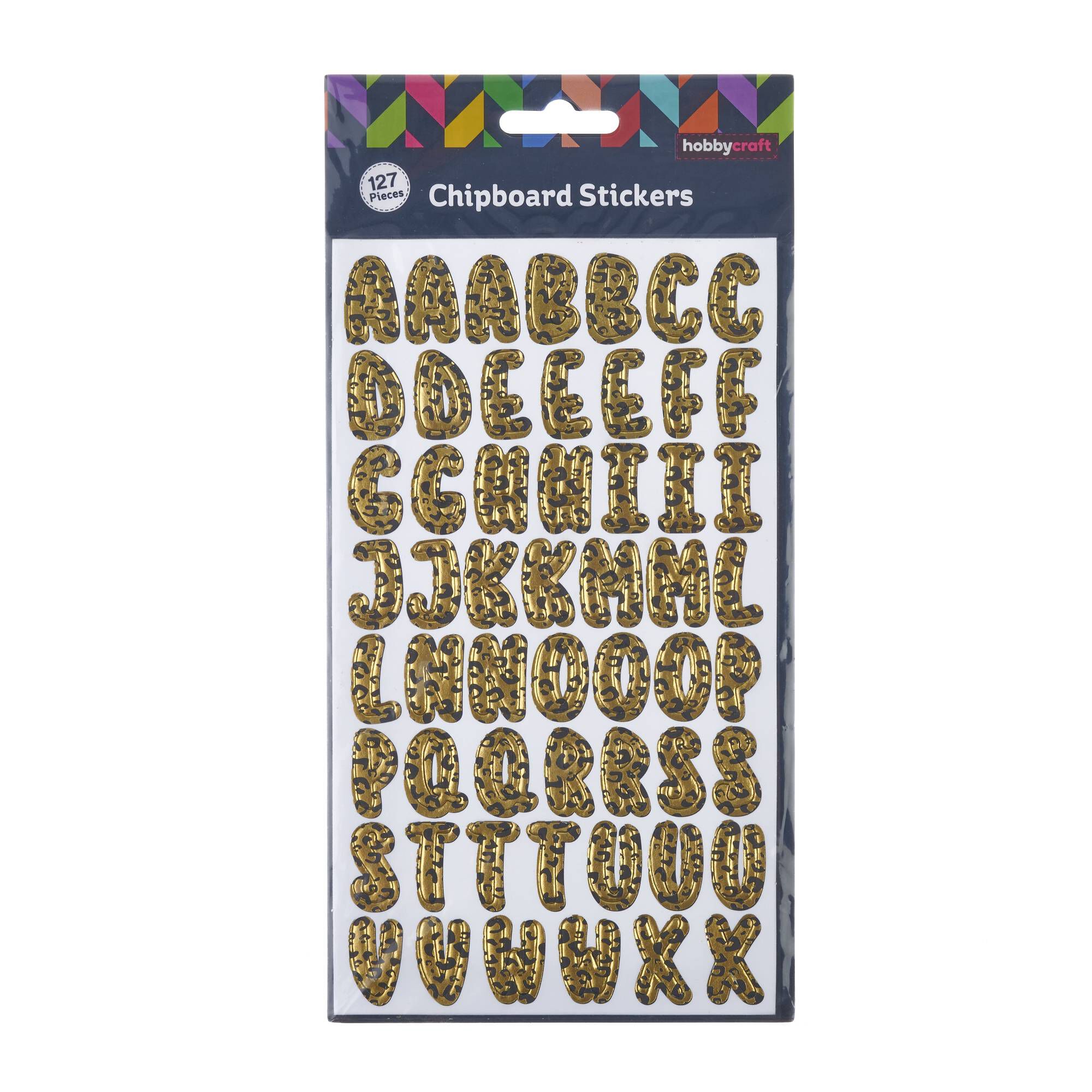 Gold Leopard Print Alphabet Chipboard Stickers 127 Pieces | Hobbycraft