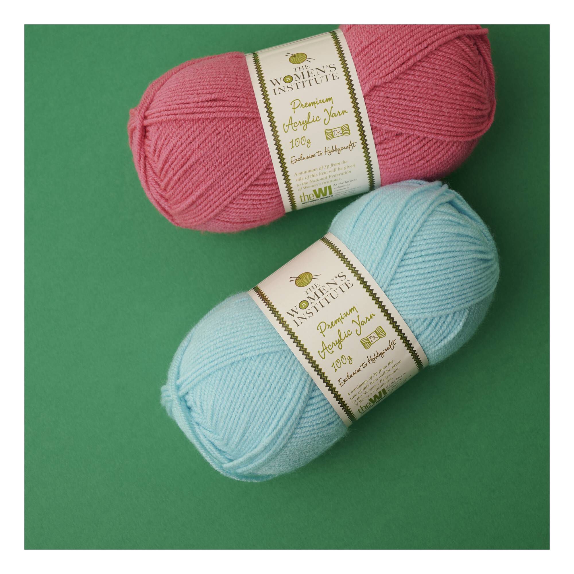 Women's Institute Soft Blue Premium Acrylic Yarn 100g | Hobbycraft