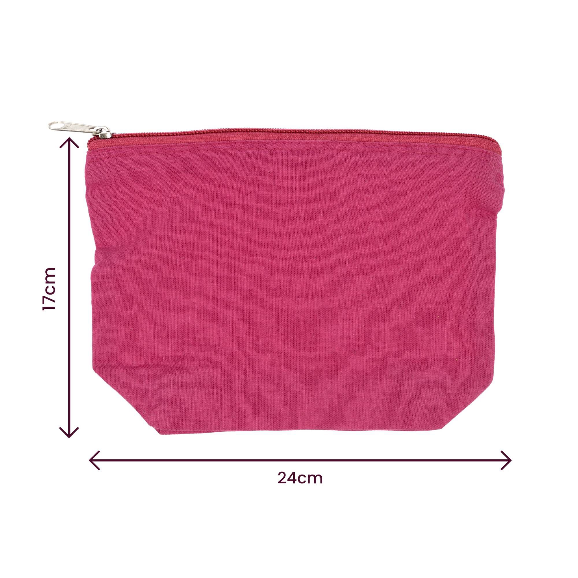 Hot Pink Cotton Zip Pouch 24cm x 17cm | Hobbycraft