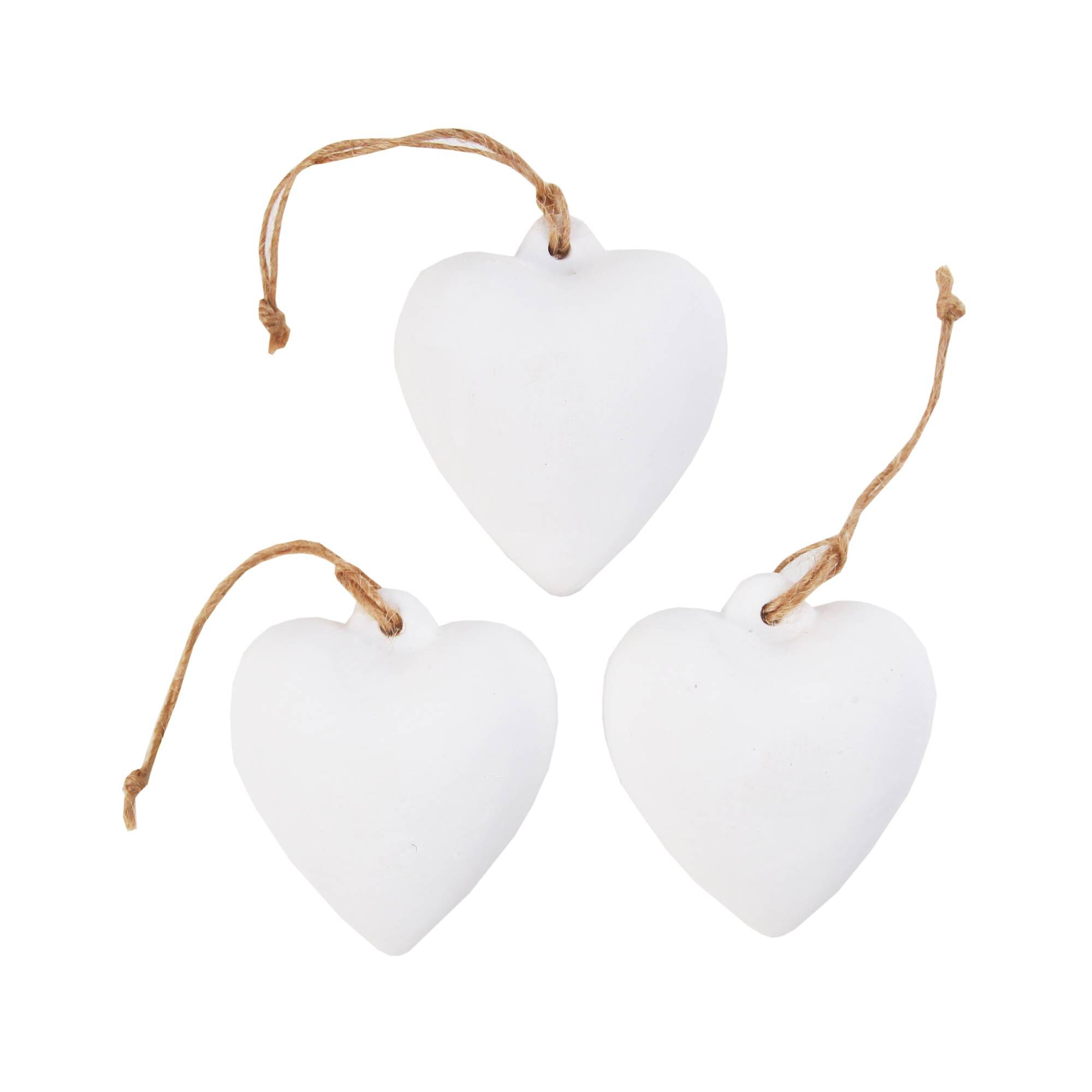 Unglazed Ceramic Hanging Heart Decorations 3 Pack | Hobbycraft