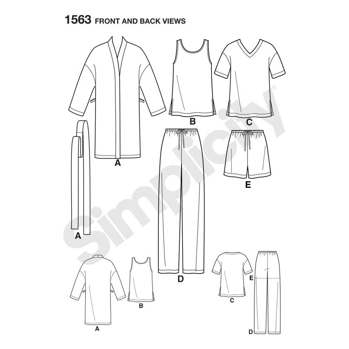 Simplicity PJs and Loungewear Sewing Pattern 1563 | Hobbycraft