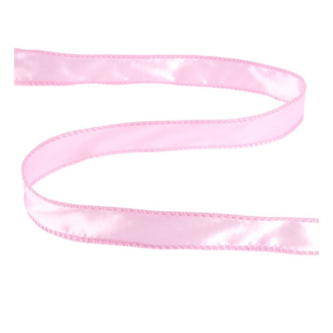Pale Pink Wire Edge Satin Ribbon 25mm x 3m | Hobbycraft