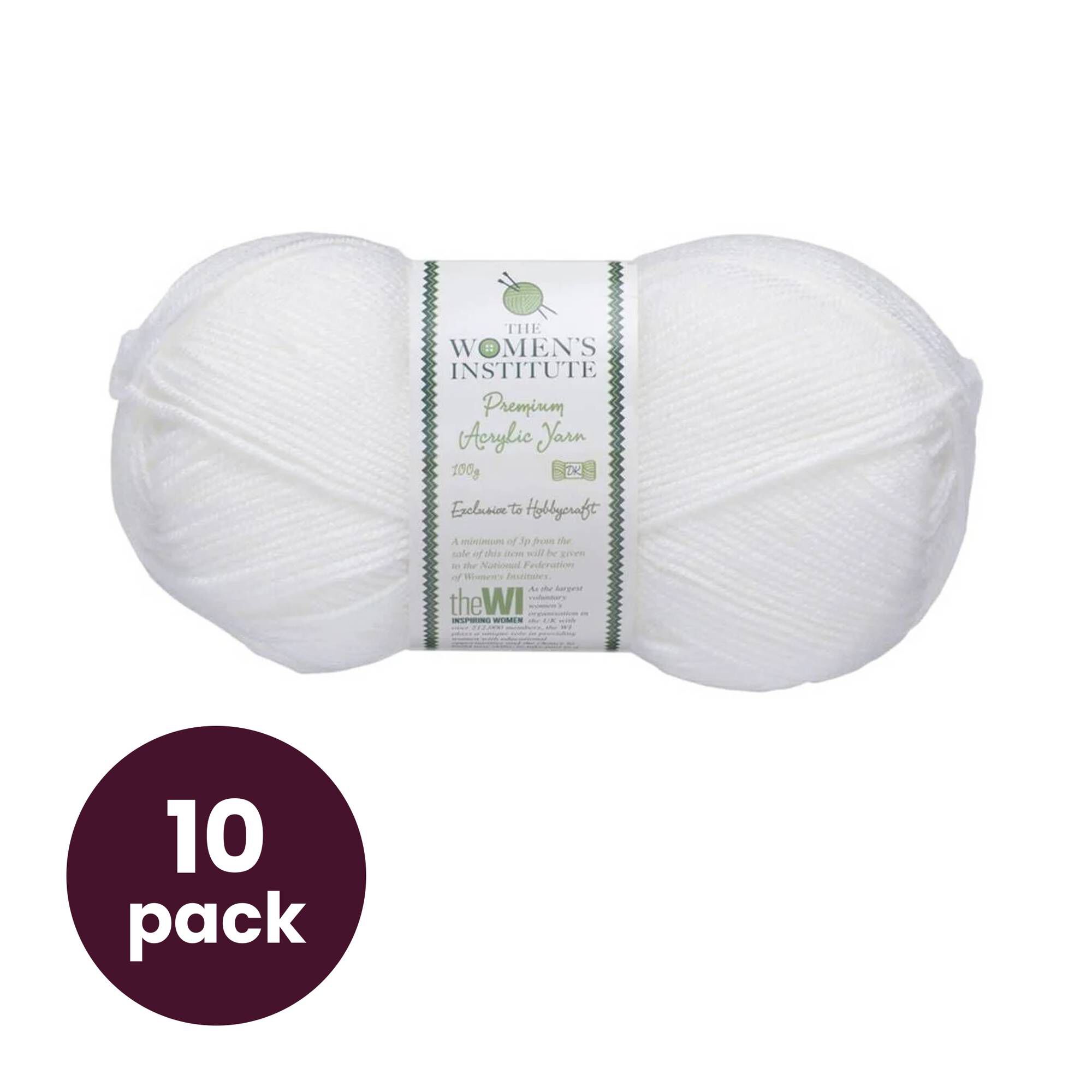 WI White Premium Acrylic Yarn 10 Pack Bundle | Hobbycraft