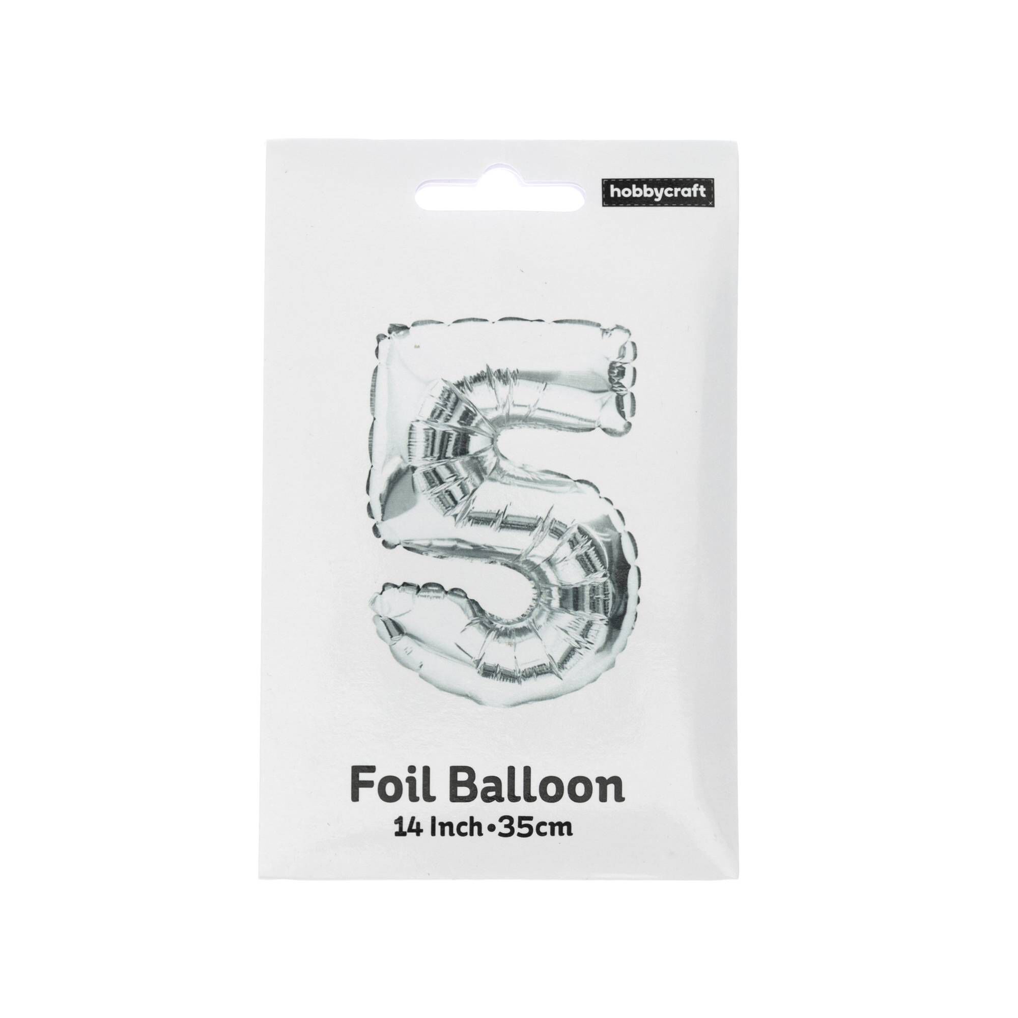 Silver Foil Number 5 Balloon | Hobbycraft