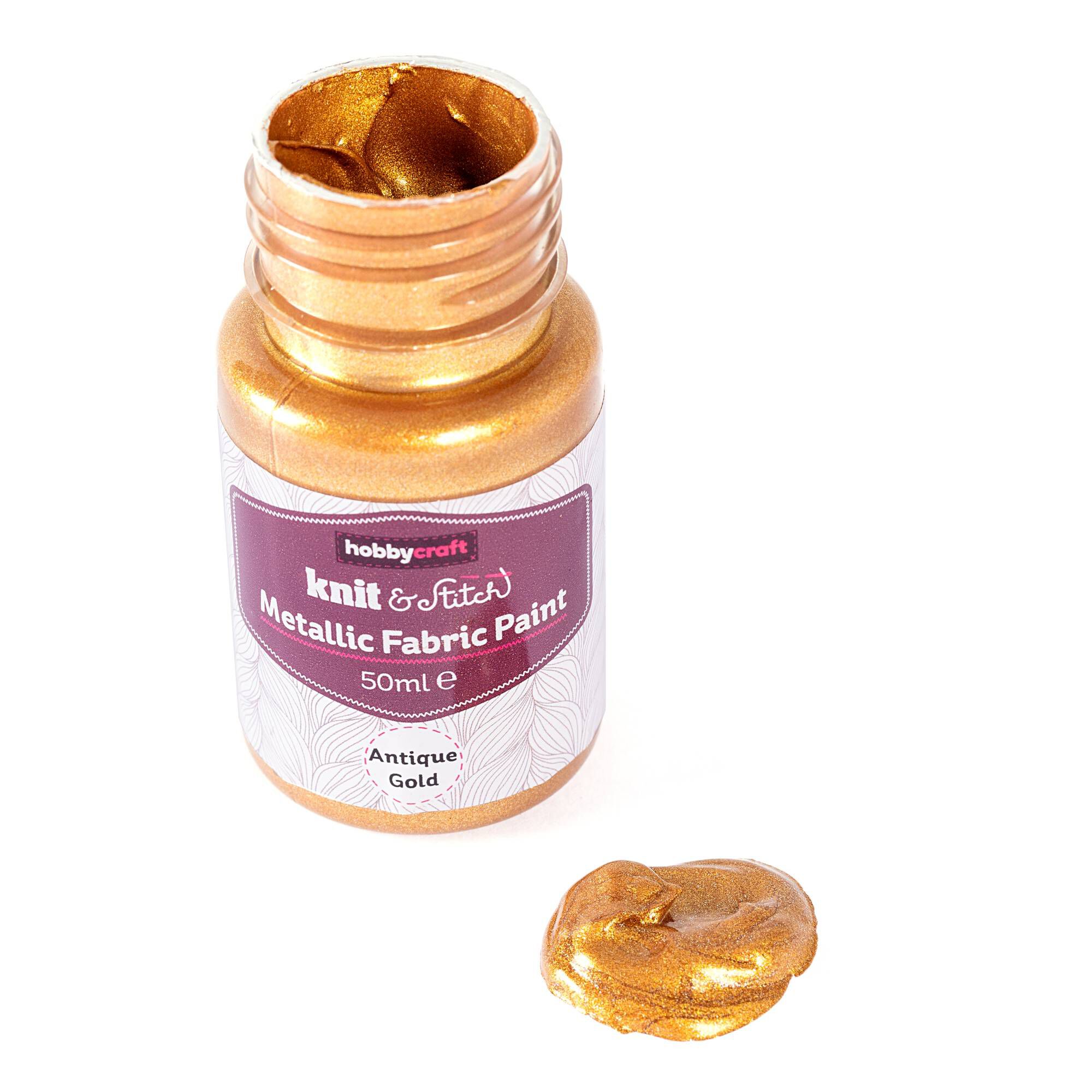 Antique Gold Metallic Fabric Paint 50ml | Hobbycraft