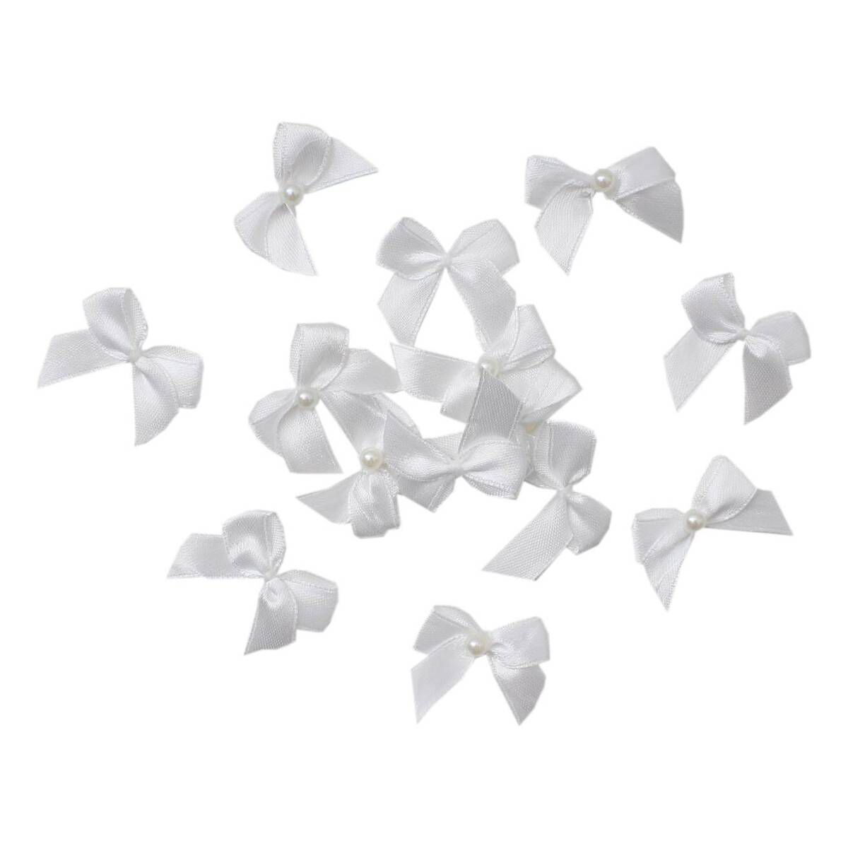 Mini White Pearl Bows 16 Pack | Hobbycraft