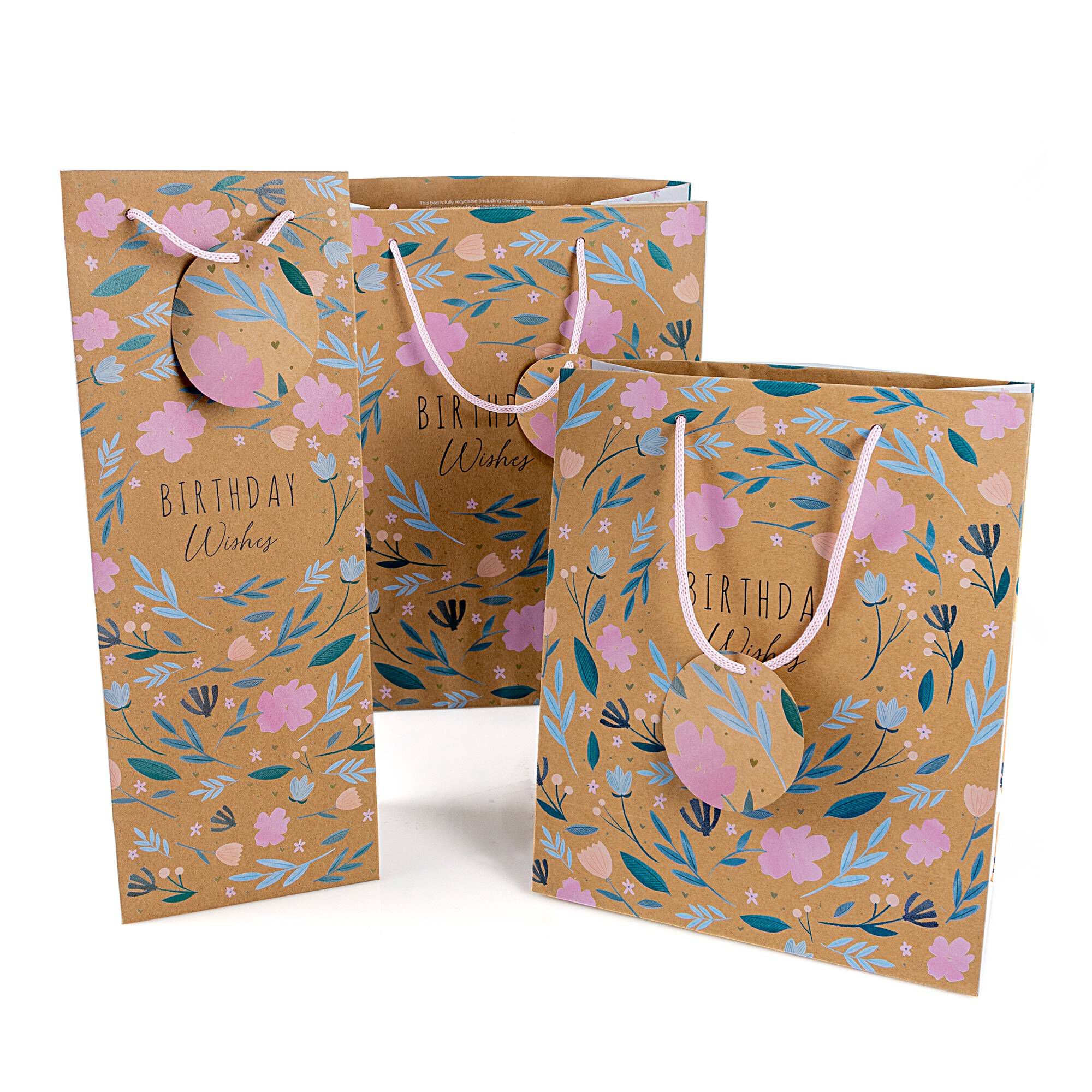 Kraft Floral Gift Bag 37cm x 27cm | Hobbycraft