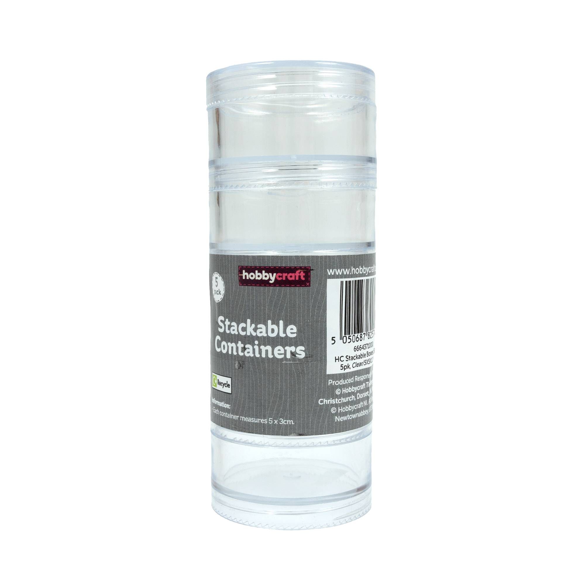 Clear Stackable Containers 50mm 5 Pack | Hobbycraft
