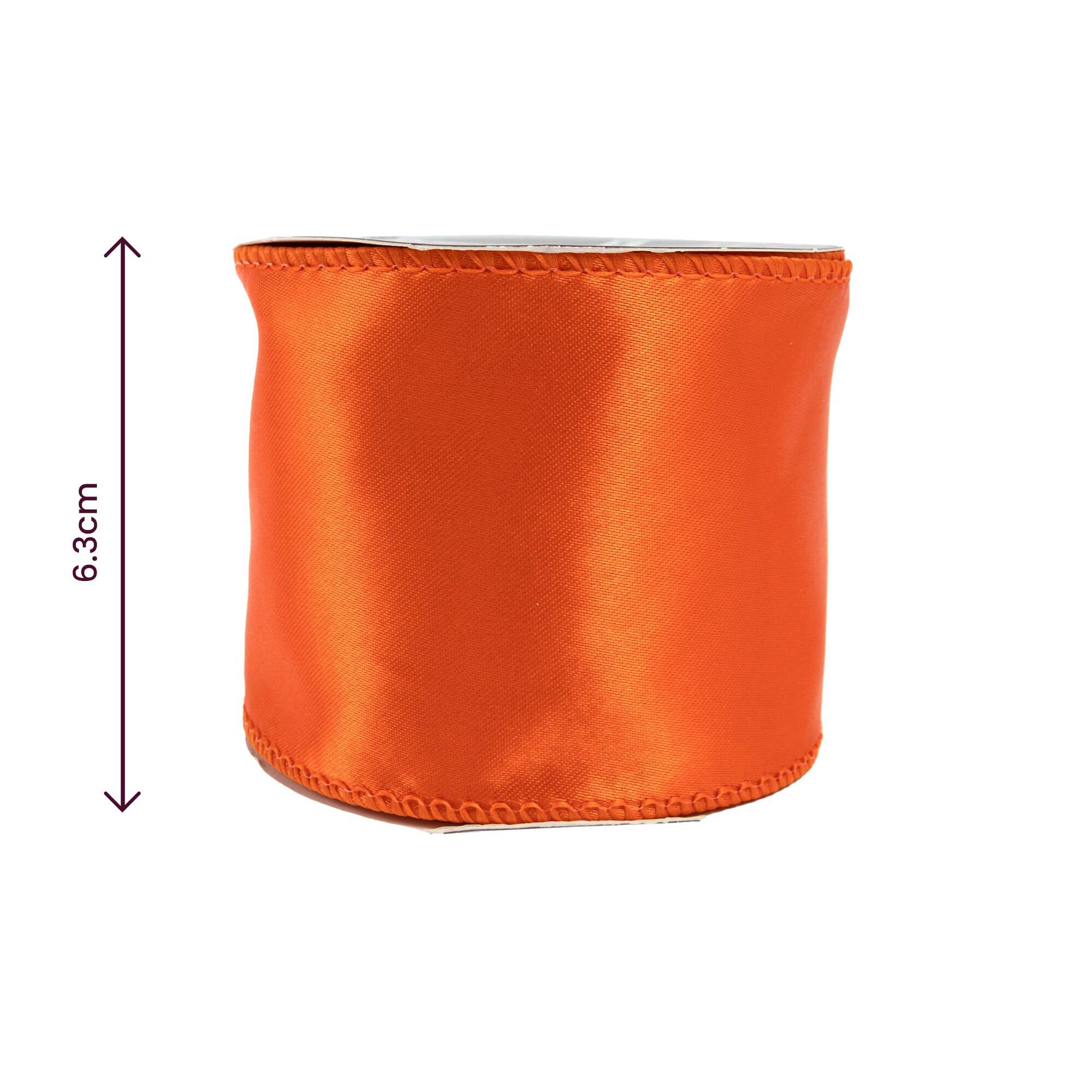 Orange Wire Edge Satin Ribbon 63mm x 3m | Hobbycraft